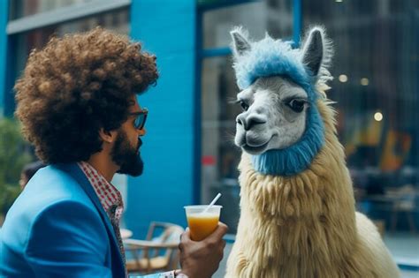 Premium AI Image Llama Chat With Person As Bot Art Wallpaper For Meta AI Model