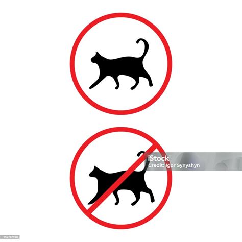 허용 하 고 금지 고양이 표지판 배경에 고립 현대 평면 그림 인터넷 개념입니다 웹 사이트 디자인 또는 모바일 애플 리 케이 션을 버튼에 대 한 유행 간단한 벡터 기호입니다