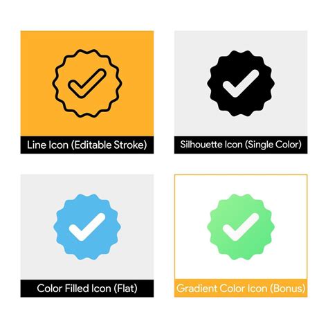 Verified Tick Valid Seal Icon Set Isolated On Background Validation
