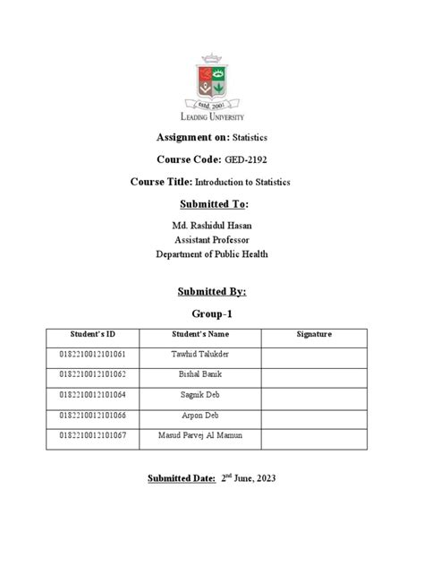 Statistics Assignment Pdf Errors And Residuals Econometrics