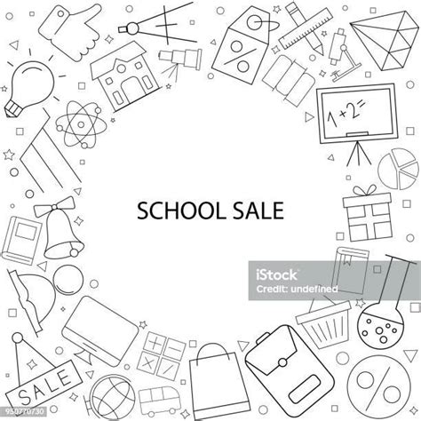 라인 아이콘에서 학교 판매 배경입니다 선형 벡터 패턴입니다 개념에 대한 스톡 벡터 아트 및 기타 이미지 개념 검은색 계산기 Istock