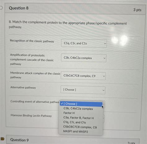 Solved Question 83 ﻿pts8 ﻿match The Complement Protein To