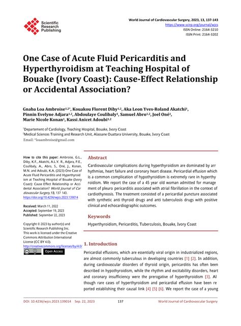 Pdf One Case Of Acute Fluid Pericarditis And Hyperthyroidism At