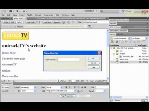 How To Create Anchor Links In Dreamweaver CS Ontracktv YouTube