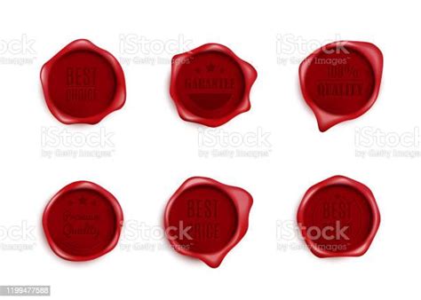 고급 품질의 빨간 왁스 씰 세트의 사실적인 벡터 일러스트레이션이 분리되었습니다 1위에 대한 스톡 벡터 아트 및 기타 이미지 1위 가격 가격표 Istock
