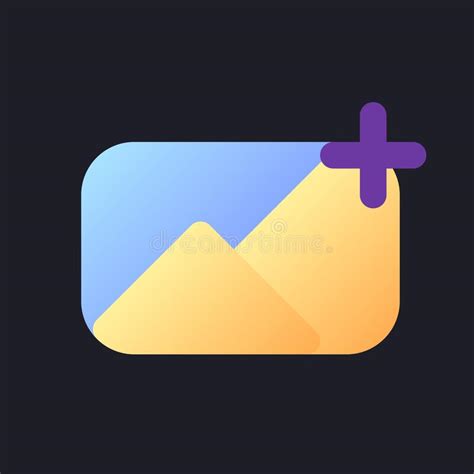 Add Image Flat Gradient Fill Ui Icon For Dark Theme Stock Vector Illustration Of Plus Night