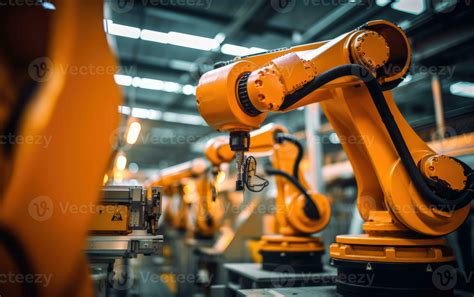 Robot Arm Assembly Machine Factory Workshop Sparks Photo Manufacturing