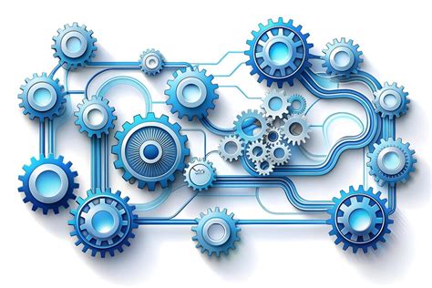 Ai Powered Automation Flow Vector Concept With Gears And Data Streams 3d Abstract Icon