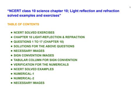 SOLUTION NCERT Class Science Chapter Light Reflection And Refraction Solved Examples And
