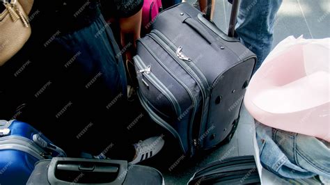 Premium Photo Lots Of Bags And Suitcases In Modern Airport Terminal