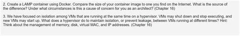 Solved 2 Create A Lamp Container Using Docker Compare The