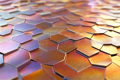 A High Tech Abstract 3d Background Featuring A Seamless Grid Of Metallic Hexagons With Shifting