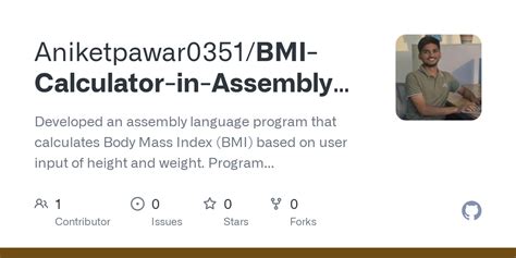 Github Aniketpawar0351bmi Calculator In Assembly Language Developed