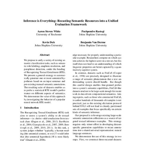 Inference Is Everything Recasting Semantic Resources Into A Unified Evaluation Framework Acl