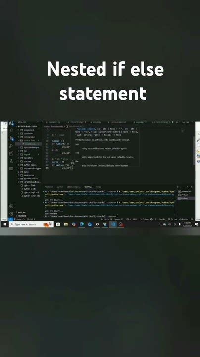 Nested If Else Statement In Python Pythonprogramming Pythonforbeginners Youtube