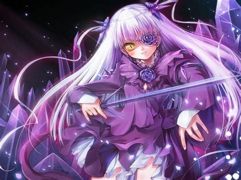 Anime Girl With Purple Hair And Sword