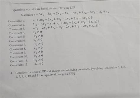 Solved 5 Consider The Same Lpp By Solving Constraints 4