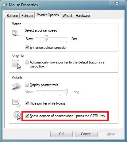 Pointer Show Location With CTRL Key Enable Or Disable Tutorials