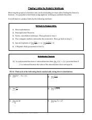 Analyzing Limits Algebraic Techniques And Limit Theorems For Course Hero