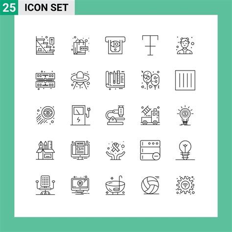25 User Interface Line Pack Of Modern Signs And Symbols Of Waitresses Catering Atm Avatar Format