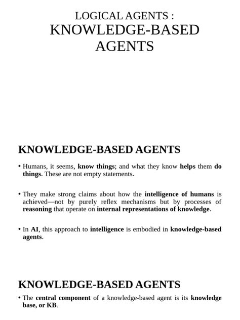 Knowledge Based Agents Pdf Knowledge Inference