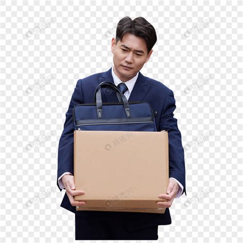 골판지 상자를 들고 있는 중년 실업자 Png 일러스트 무료 다운로드 Lovepik