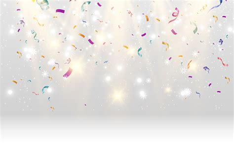 투명한 배경에 다채로운 작은 색종이와 리본이 많이 있습니다 축제 행사 및 파티 다색 배경 투명한 배경에 고립 된 다채로운 밝은 색종이 3차원 형태에 대한 스톡 벡터 아트 및