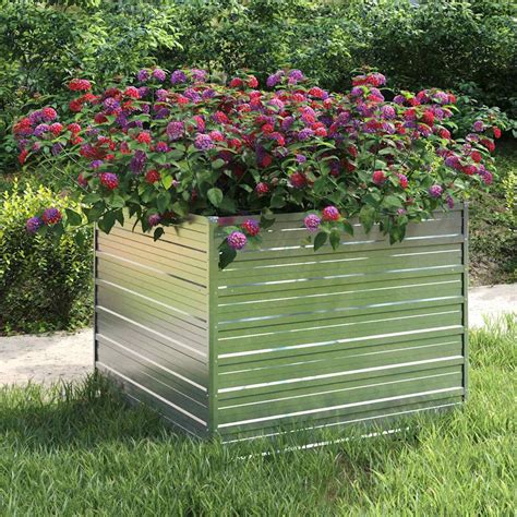 Vidaxl Lit Sureleve De Jardin 100x100x77 Cm Acier Galvanise Argente Pas