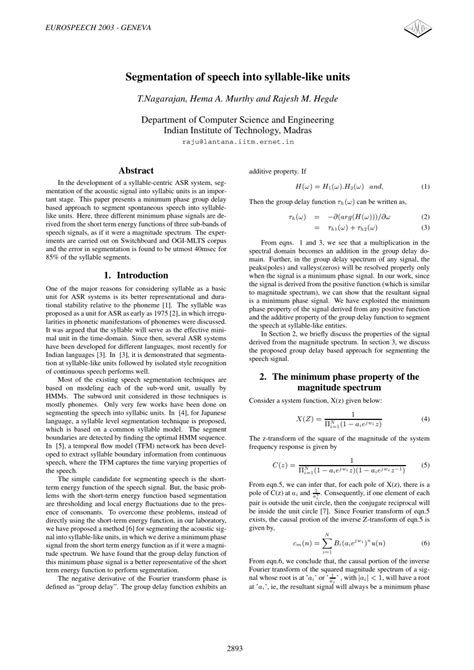 pdf segmentation of speech into syllable like units