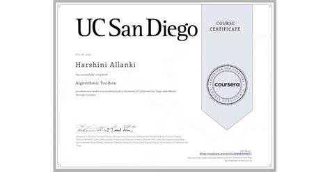 Harshini Allanki On Linkedin Completion Certificate For Algorithmic Toolbox