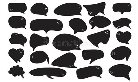 Set Of Speak Bubble Text With Emotional Chatting Box Message Box Design Stock Vector