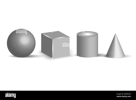 Geometric Shapes 3d Sphere Cube Cylinder Cone Geometry Volume Vector Illustration Eps 10