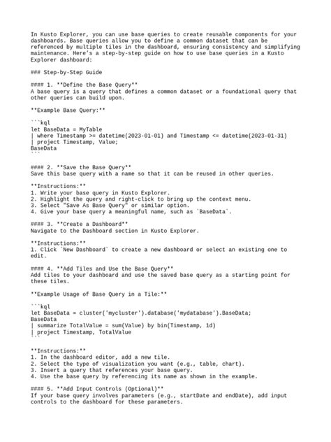 Using Base Queries In Kusto Dashboard Pdf