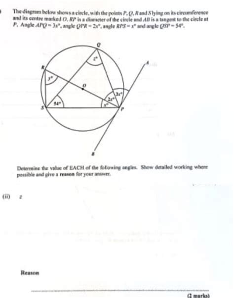 solved the diagram below shows a circle with the points p q r and s