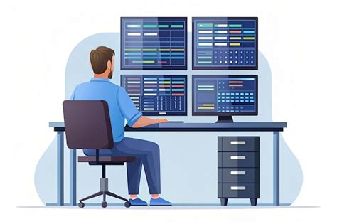 Flat Style Vector Backend Developer Character Illustration Premium Ai