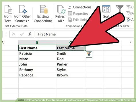How To Separate First Names And Last Names Into Separate Fields In A