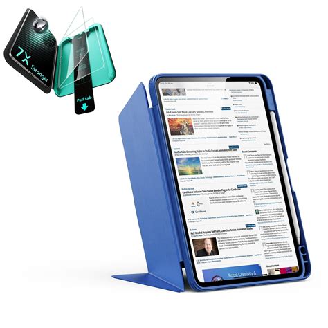 Navy Blue Flip Ipad A16 Folio Case And Armorite 7x Screen Protection Esr