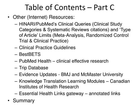 Ppt Table Of Contents Part C Powerpoint Presentation Free Download Id 3526456