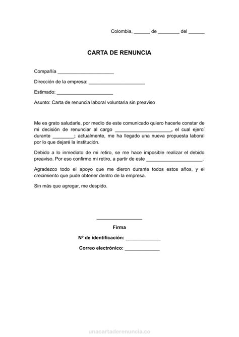Modelo Carta Renuncia Preaviso Carta De Renuncia Modelo Carta