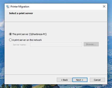 نحوه تهیه نسخه پشتیبان از پرینترها توسط ابزار Printer Migration