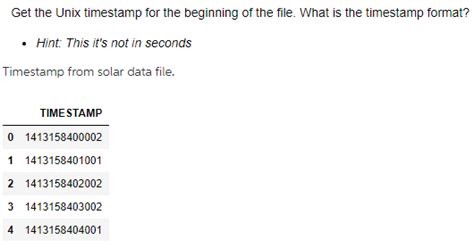 Solved Get The Unix Timestamp For The Beginning Of The File