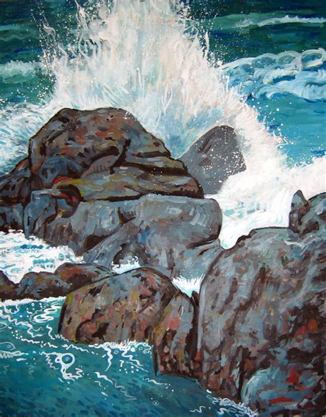 How To Draw Water Crashing On Rocks