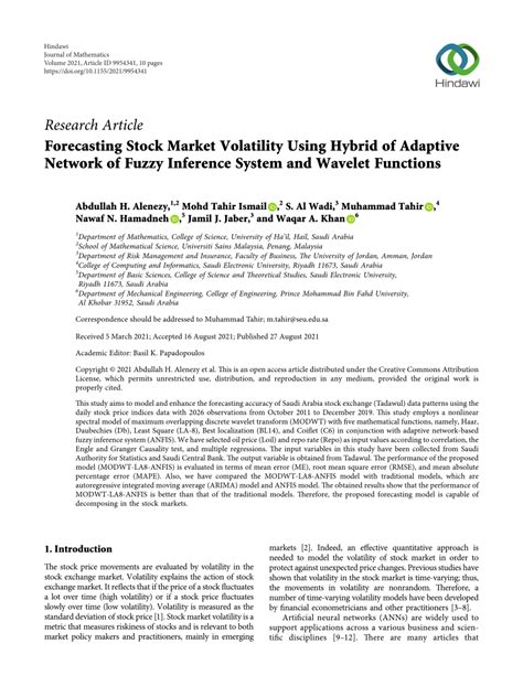 pdf forecasting stock market volatility using hybrid of adaptive network of fuzzy inference