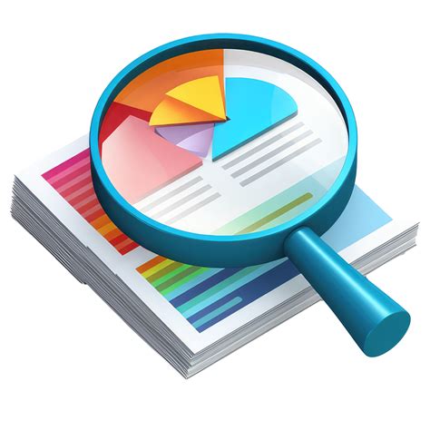 Analytics Reports Magnifier And Report Icons Represent Data Analysis And Reporting