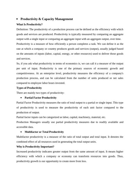 Productivity And Capacity Management Pdf