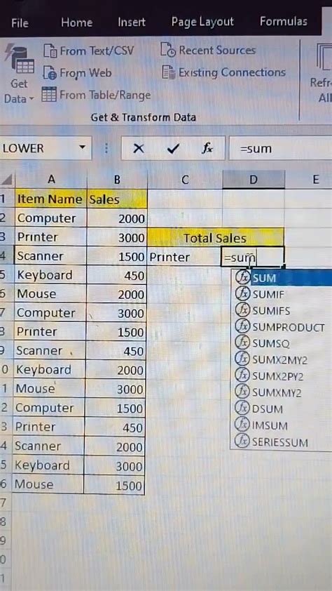 Excel Sumif Function Sumif Viralshort Excelformula Spreadsheet Youtube