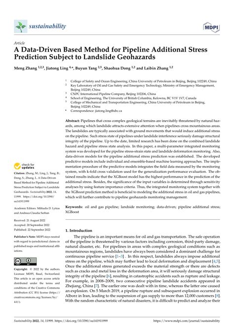 Pdf A Data Driven Based Method For Pipeline Additional Stress