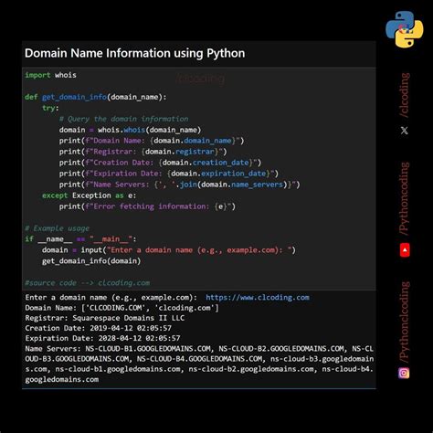 Python Coding On Instagram Domain Name Information Using Python In