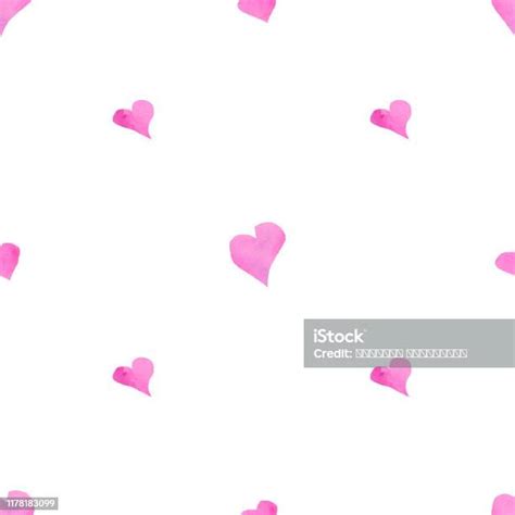 수채화 손 은 행복한 발렌타인 데이 14 2 월 엽서와 직물흰색 배경에 고립 된 분홍색 하트와 낭만적 인 겨울 휴가 축하 원활한 패턴을 그린 드로잉에 대한 스톡 벡터 아트