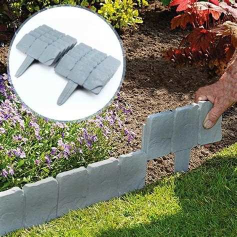 펜스 가리개 테라스 가림막 고정 어닝 화단 울타리 Pvc 래티스 20pcs 모방 돌 효과 플라스틱 잔디 테두리 식물 꽃 울타리